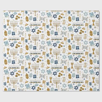 Hanukkah Doodles cute illustrated Wrapping Paper | Zazzle