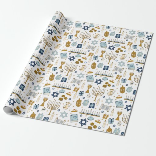 Hanukkah Doodles cute illustrated Wrapping Paper | Zazzle