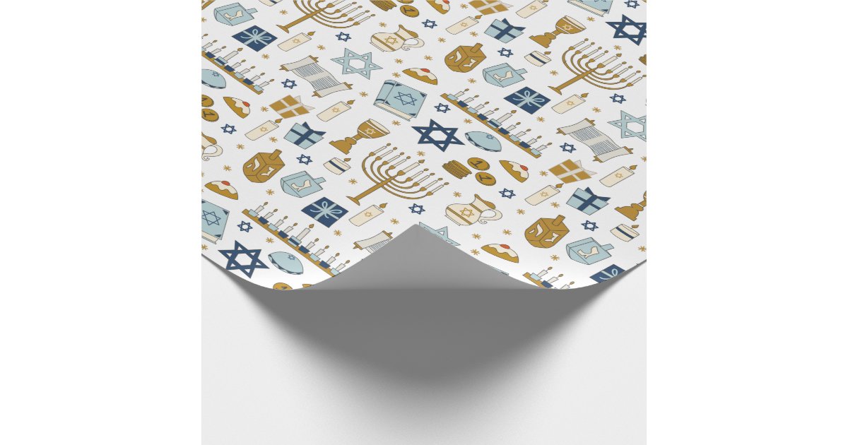 Hanukkah Doodles cute illustrated Wrapping Paper | Zazzle