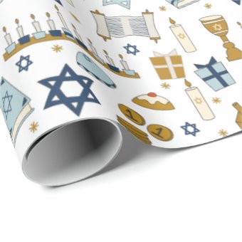 Hanukkah Doodles cute illustrated Wrapping Paper | Zazzle
