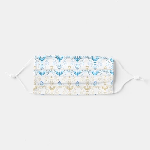 Hanukkah Jewish Holiday Navy Blue Menorah Pattern Adult Cloth Face Mask ...