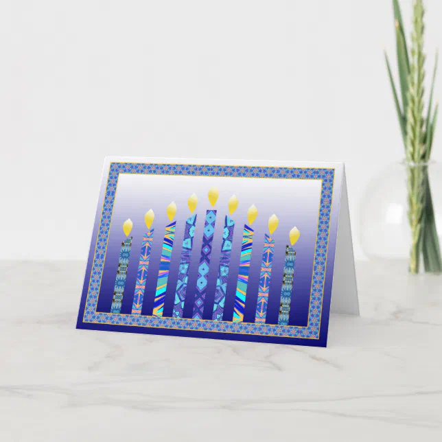 Hanukkah menorah candles card | Zazzle