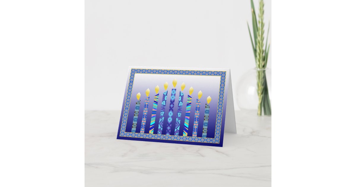 Hanukkah menorah candles card | Zazzle
