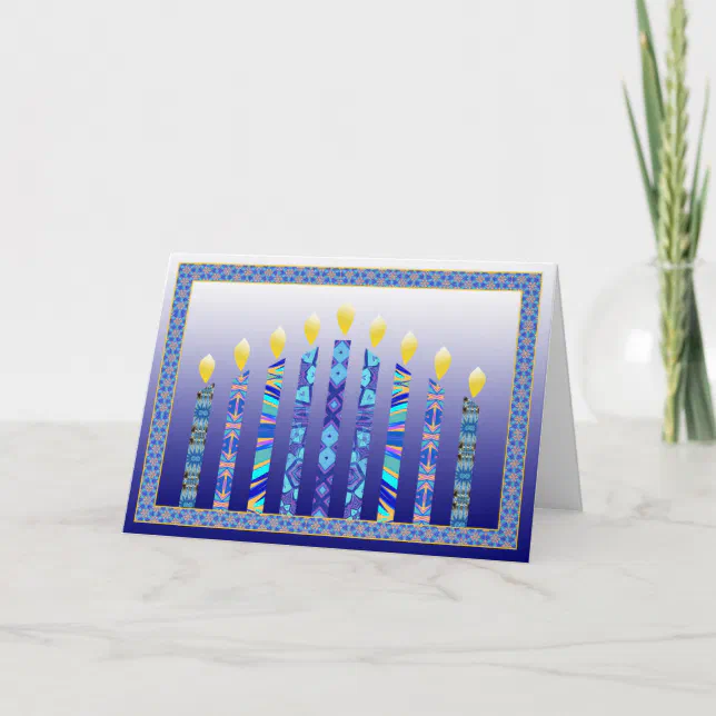 Hanukkah menorah candles card | Zazzle