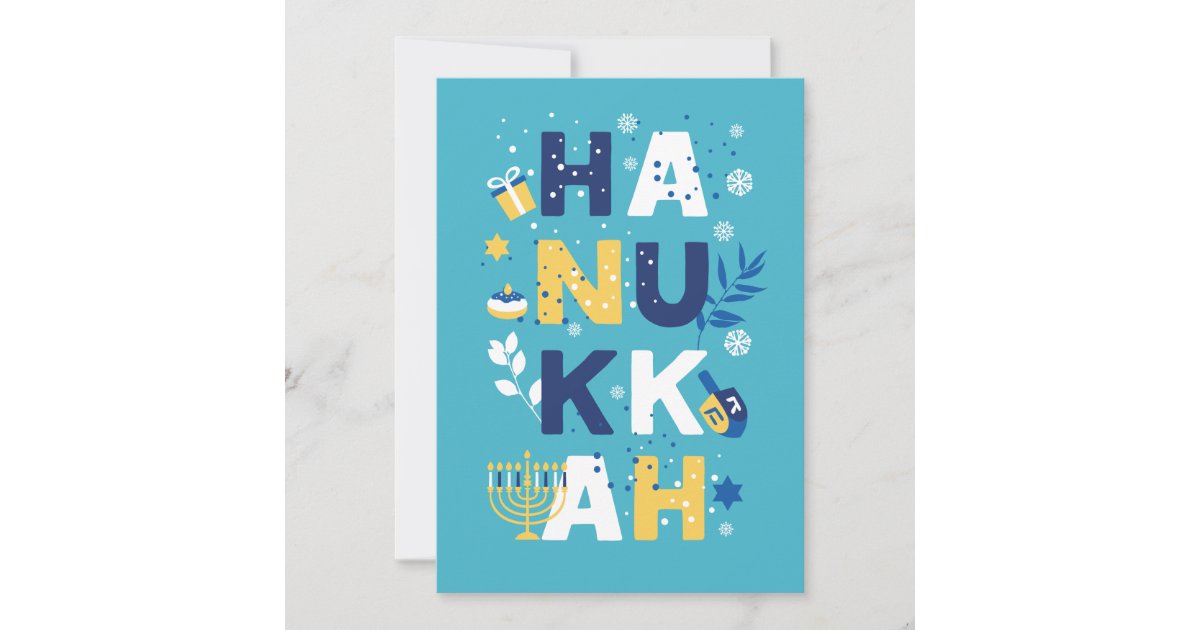 HANUKKAH Menorah Dreidel Greeting Card | Zazzle
