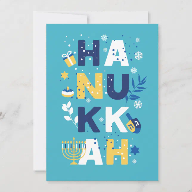 HANUKKAH Menorah Dreidel Greeting Card | Zazzle