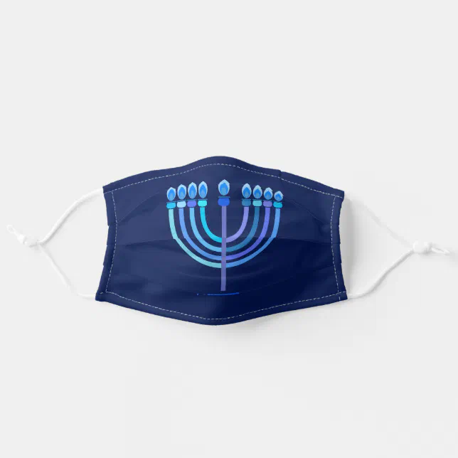 Hanukkah Menorah Jewish Holiday Navy Blue Adult Cloth Face Mask | Zazzle