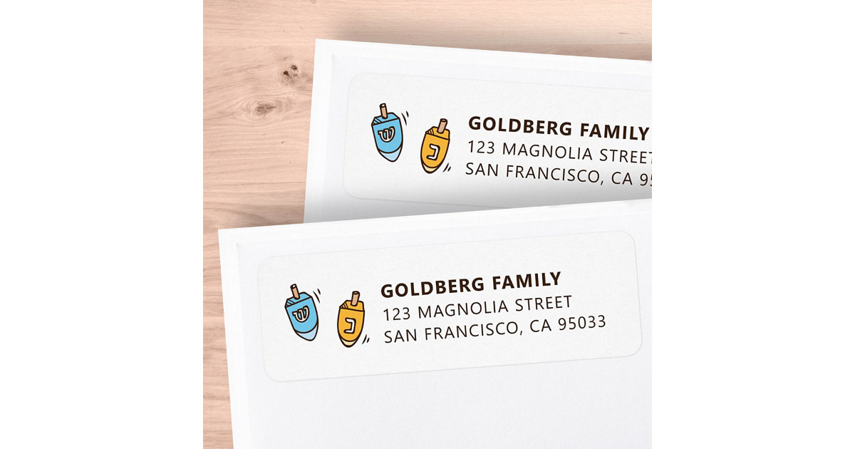 Hanukkah Modern Simple Dreidel Shipping Address Label | Zazzle