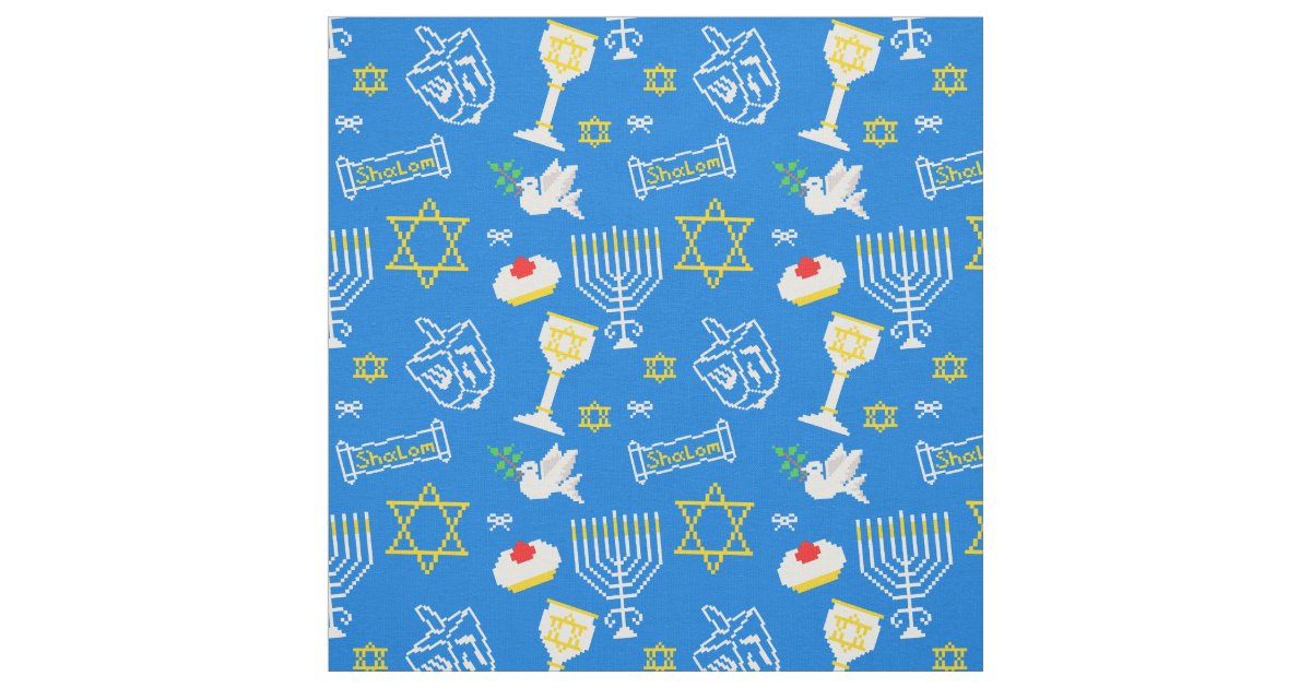 Hanukkah Pattern Fabric | Zazzle