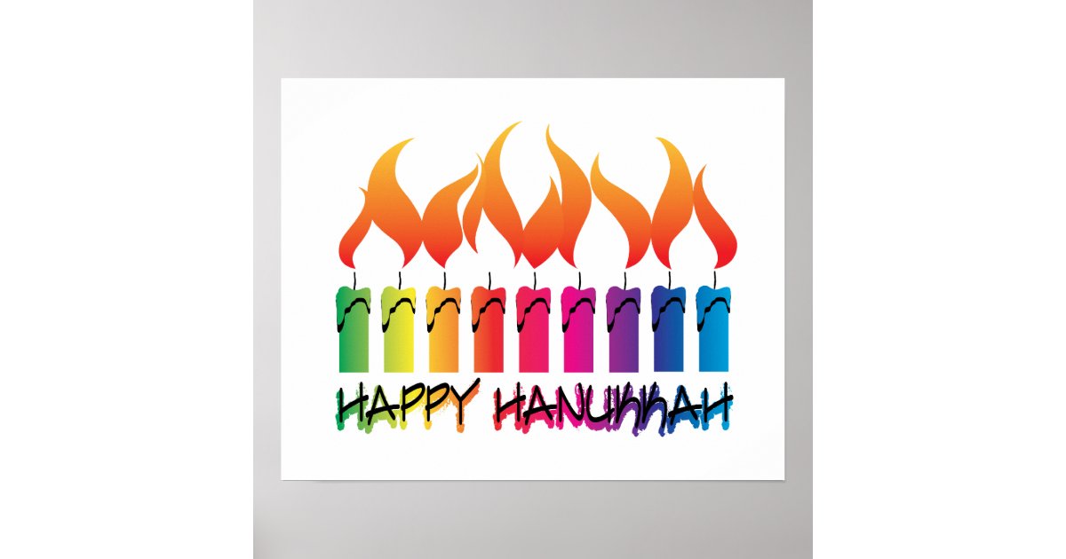 Hanukkah Rainbow Menorah Poster | Zazzle