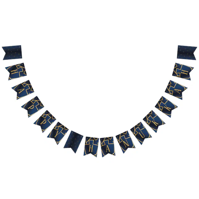 Hanukkah Swallowtail Banner Navy Gold Dreidels | Zazzle