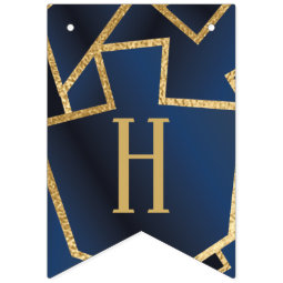 Hanukkah Swallowtail Banner Navy Gold Dreidels | Zazzle