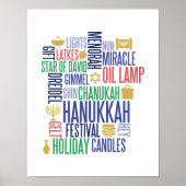 Hanukkah Words Holiday Poster Sign | Zazzle