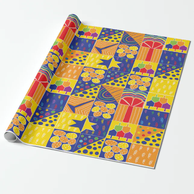 Hanukkah Wrapping Paper "Hanukkah Squares" | Zazzle