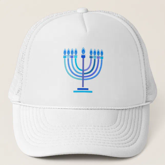 Hanukkiah Happy Hanukkah Jewish Holiday Menorah Trucker Hat | Zazzle