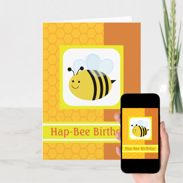 Hap-Bee Birthday Bumblebee Honeycomb Card | Zazzle