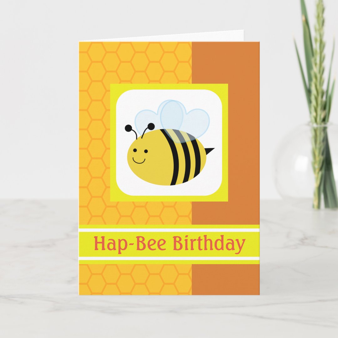 Hap-Bee Birthday Bumblebee Honeycomb Card | Zazzle