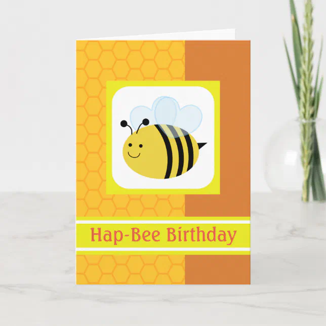 Hap-Bee Birthday Bumblebee Honeycomb Card | Zazzle