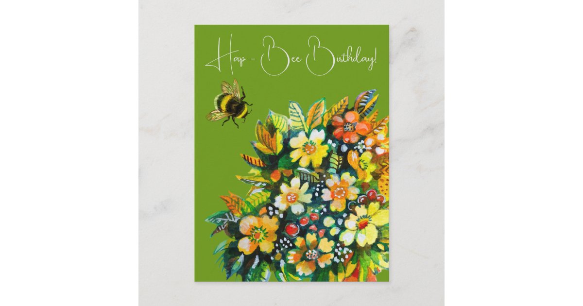 Hap - Bee Birthday Postcard | Zazzle