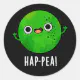 Hap-pea Funny Happy Pea Pun Dark BG Classic Round Sticker | Zazzle