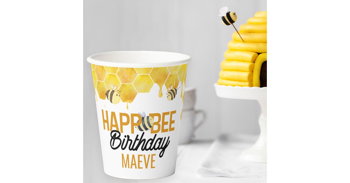 Happ-Bee Birthday Bee Theme Kids Party Paper Cups | Zazzle