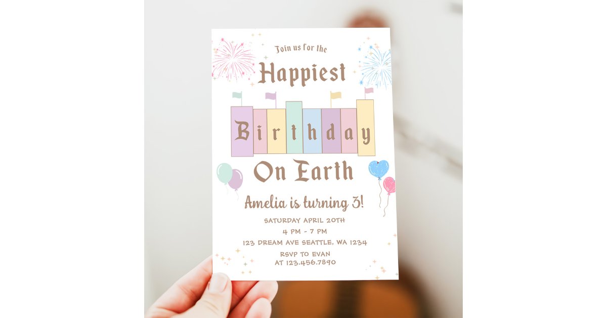 Happiest Birthday On Earth Magical Birthday Invitation | Zazzle