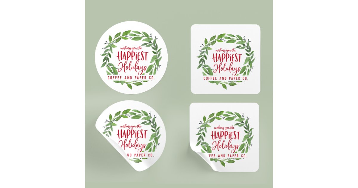 Happiest holidays corporate business christmas classic round sticker ...