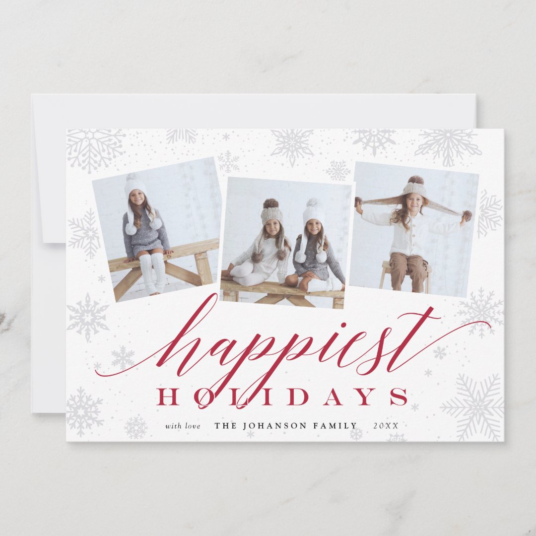 Happiest Holidays | Holiday Photo Collage Card | Zazzle