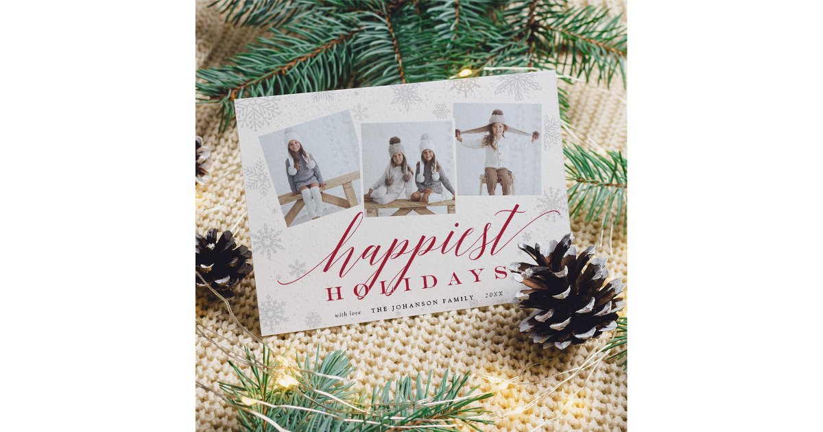 Happiest Holidays | Holiday Photo Collage Card | Zazzle