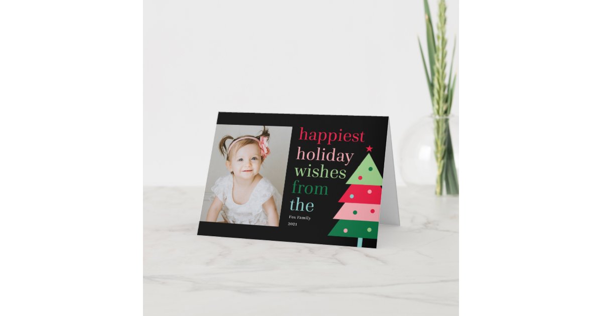Happiest Tree Fun Modern Holiday Photo Card | Zazzle