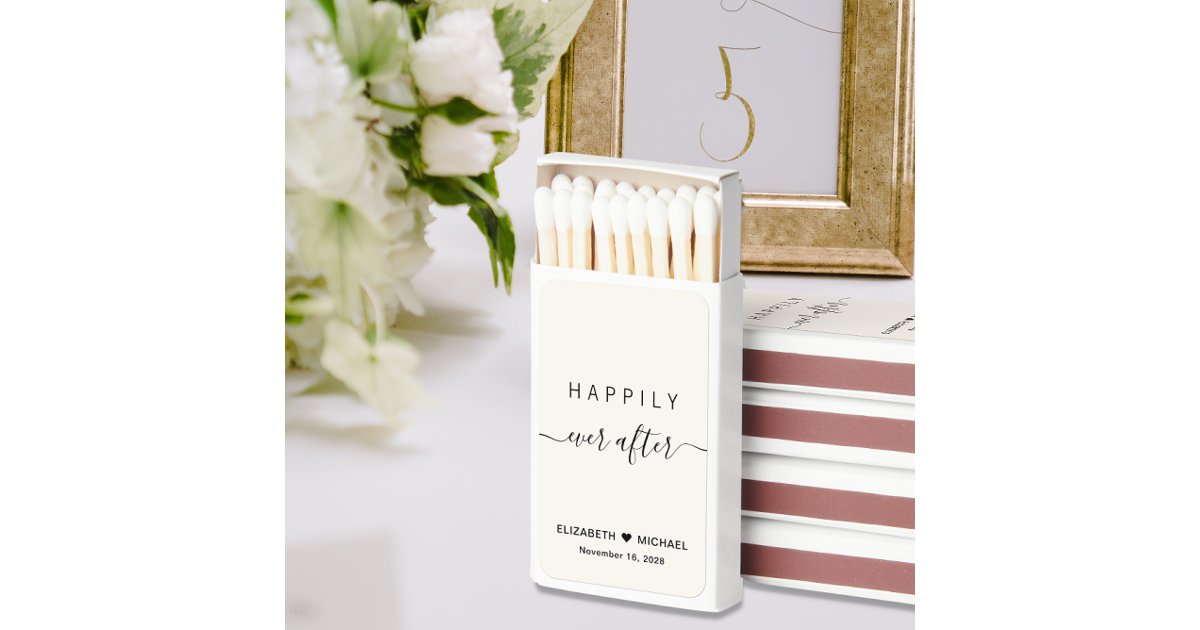 Happily Ever After Cream Wedding Favor Matchboxes | Zazzle