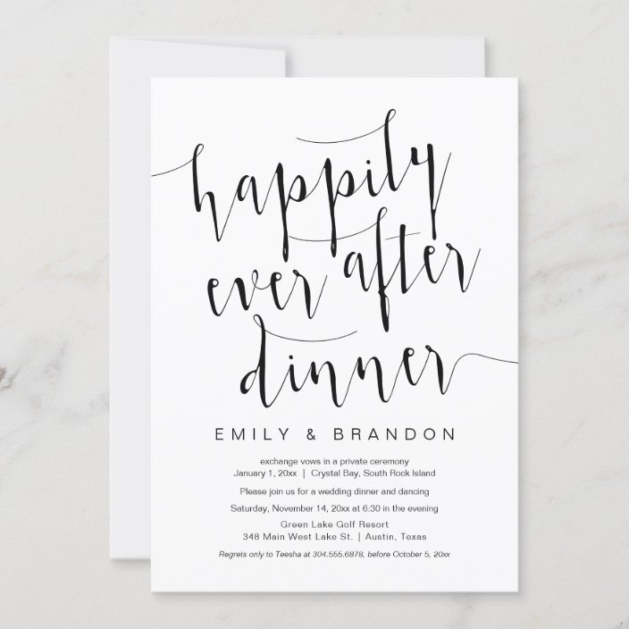 Happily Ever After Dinner, Wedding Elopement Invitation | Zazzle.com