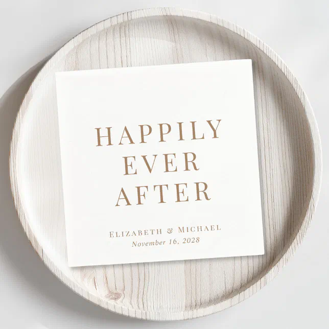 Happily Ever After Gold Typography Wedding Napkins | Zazzle