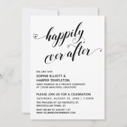 Happily Ever After Hearts Script Reception Only Invitation | Zazzle