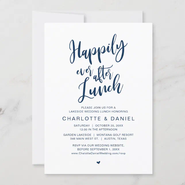Happily Ever After Lunch, Wedding Elopement Invitation | Zazzle