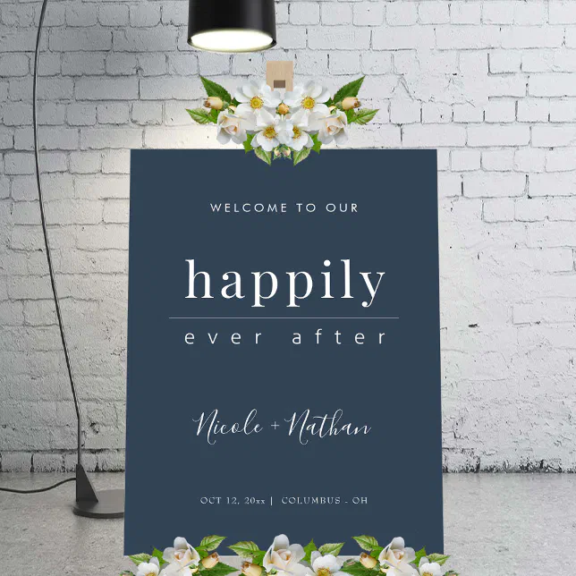 Happily Ever After Modern Wedding Welcome Sign | Zazzle