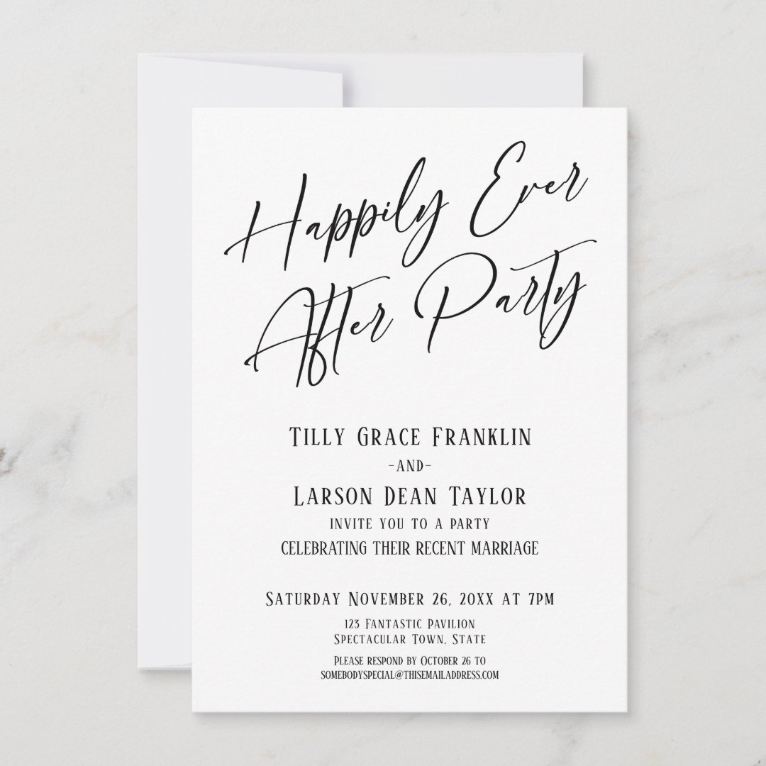 Happily Ever After Party Elegant Modern Typography Invitation | Zazzle