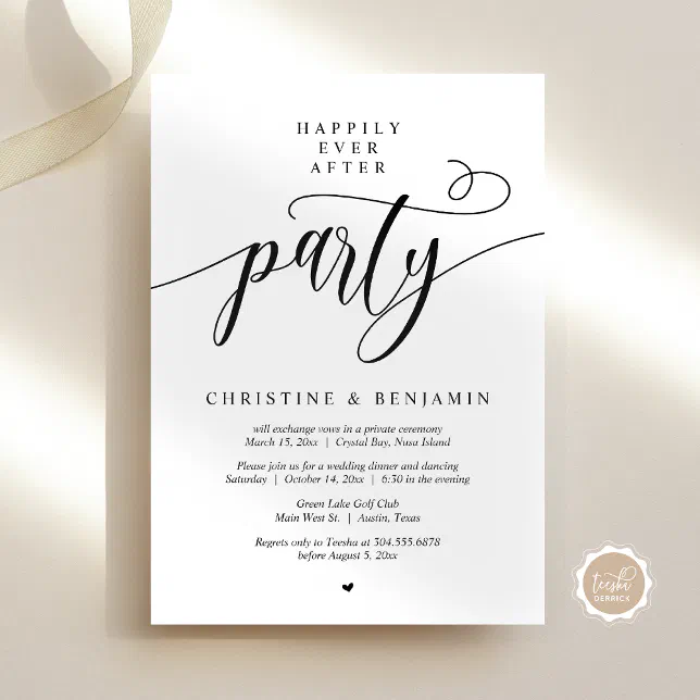 Happily Ever After Party, Modern Script Invitation | Zazzle