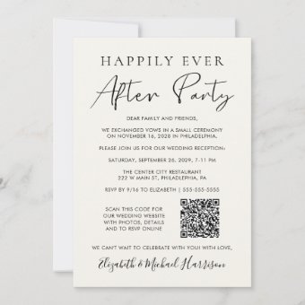 Happily Ever After Party Photo QR Code Cream Announcement | Zazzle