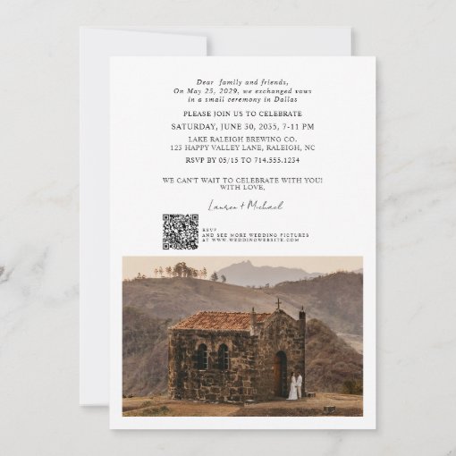 Happily Ever After Party QR Code 2 Photo Announcement | Zazzle