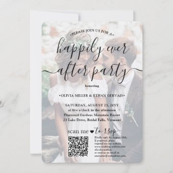 Happily Ever After Party QR RSVP 2 Photo Wedding Invitation | Zazzle