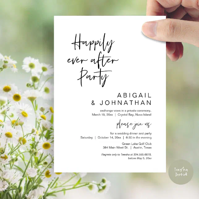 Happily Ever After Party, Wedding Elopement Dinner Invitation | Zazzle