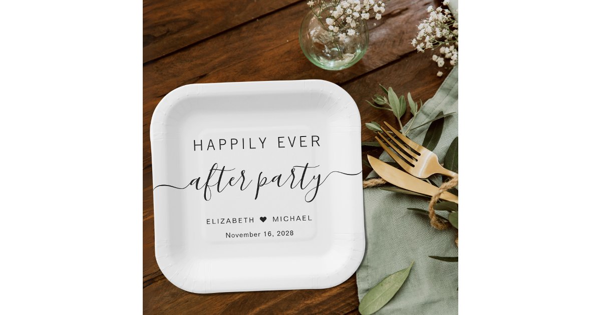 Happily Ever After Party Wedding Reception Paper Plates | Zazzle