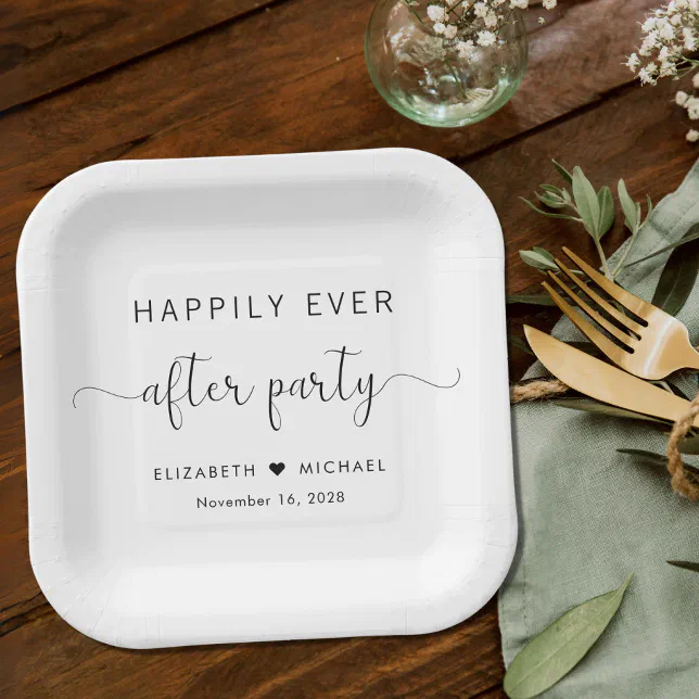 Happily Ever After Party Wedding Reception Paper Plates | Zazzle