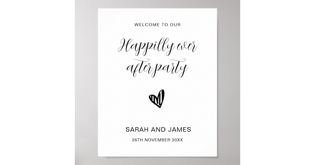 Happily ever after party welcome wedding welcom poster | Zazzle
