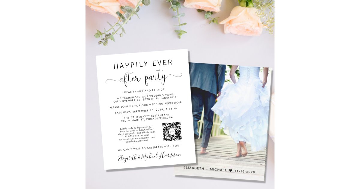 Happily Ever After QR Code Photo Wedding Reception | Zazzle