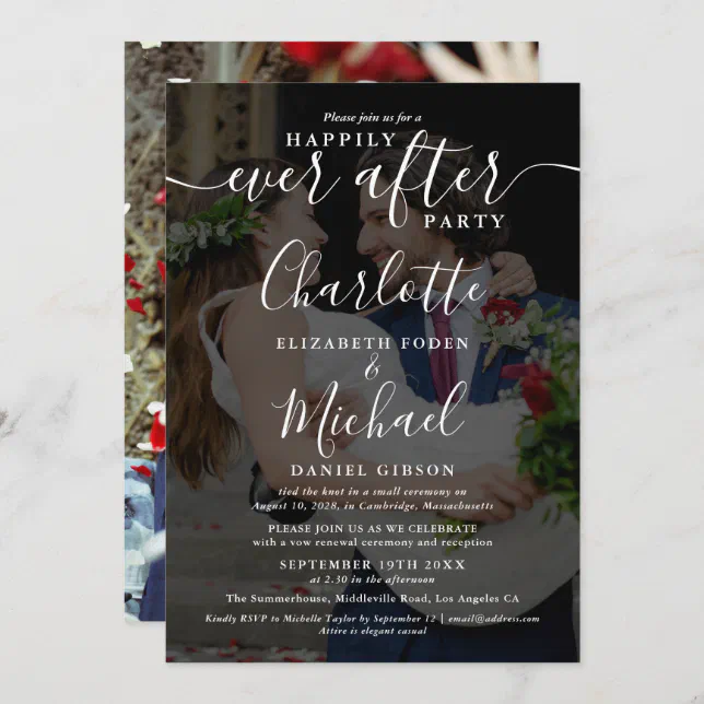 Happily Ever After Script 2 Wedding Photos Invitat Invitation | Zazzle