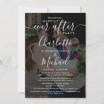 Happily Ever After Script 2 Wedding Photos Invitat Invitation | Zazzle