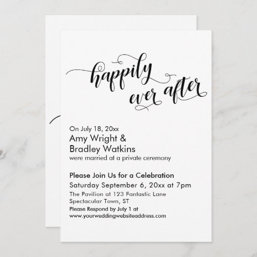 Happily Ever After Script Post-Wedding Celebration Invitation | Zazzle