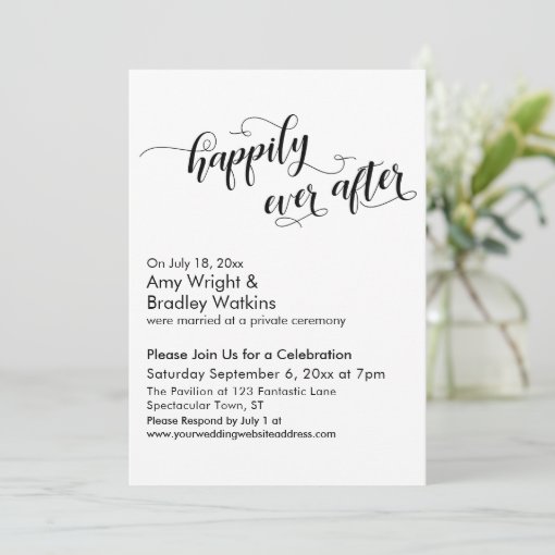 Happily Ever After Script Post-Wedding Celebration Invitation | Zazzle